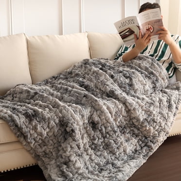 Frye Luxe Faux Fur Throw Blanket (60 in X 70 in) Cream - Walmart.com