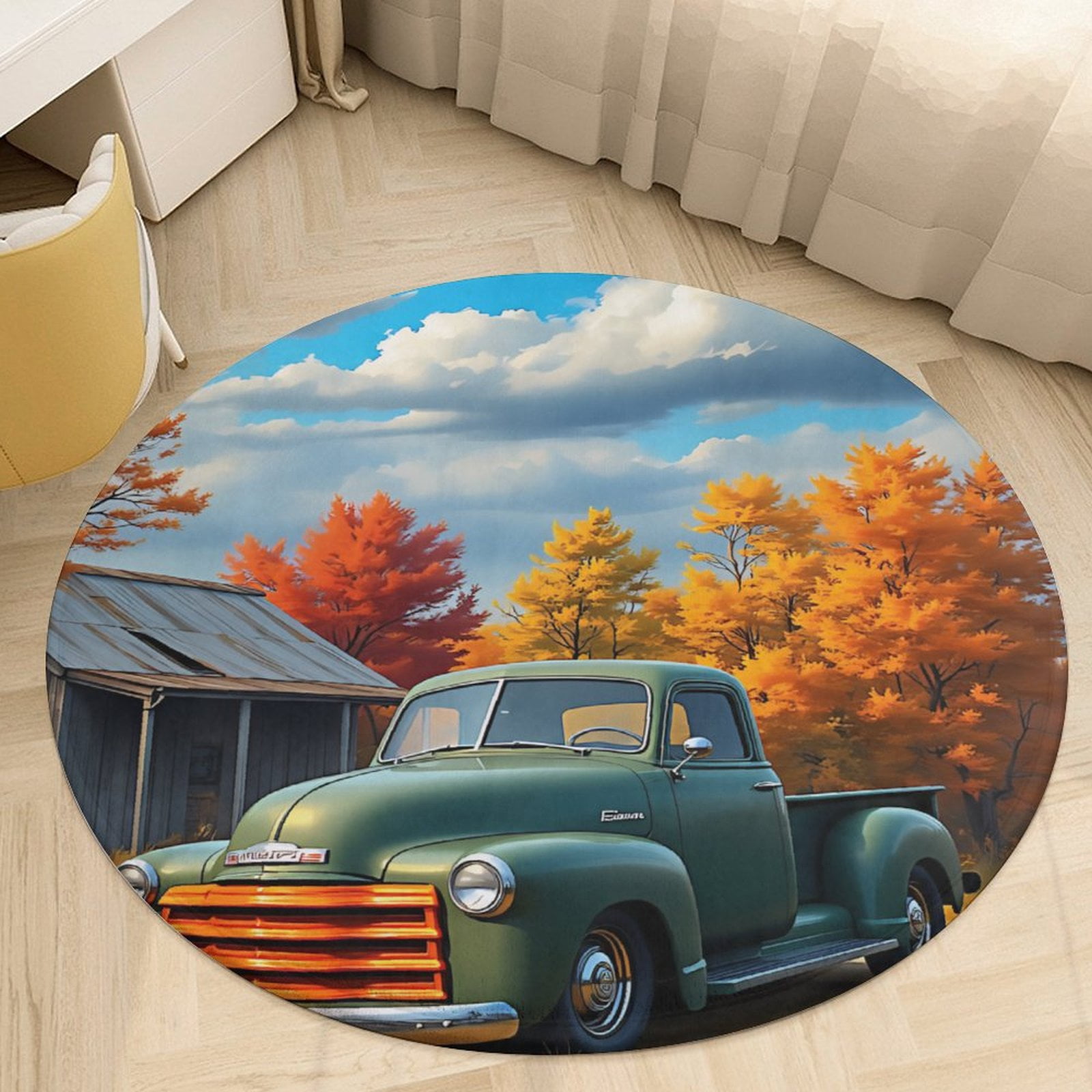 Ruck Sunflowers Pumpkins Autumn Round Area Rugs for Bedroom Living Room ...