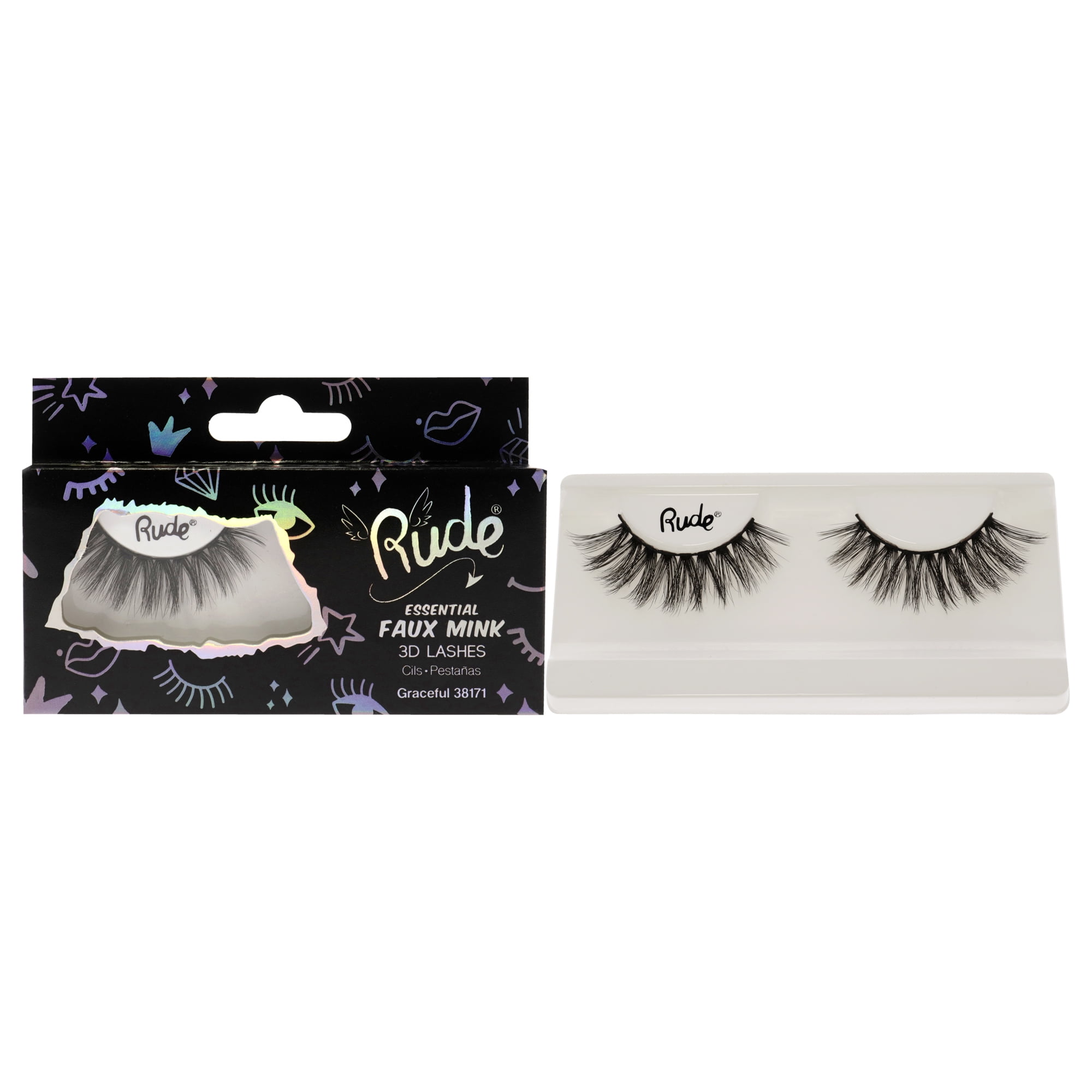 Rude Cosmetics Essential Faux Mink 3D Lashes - Graceful , 1 Pc Pair ...