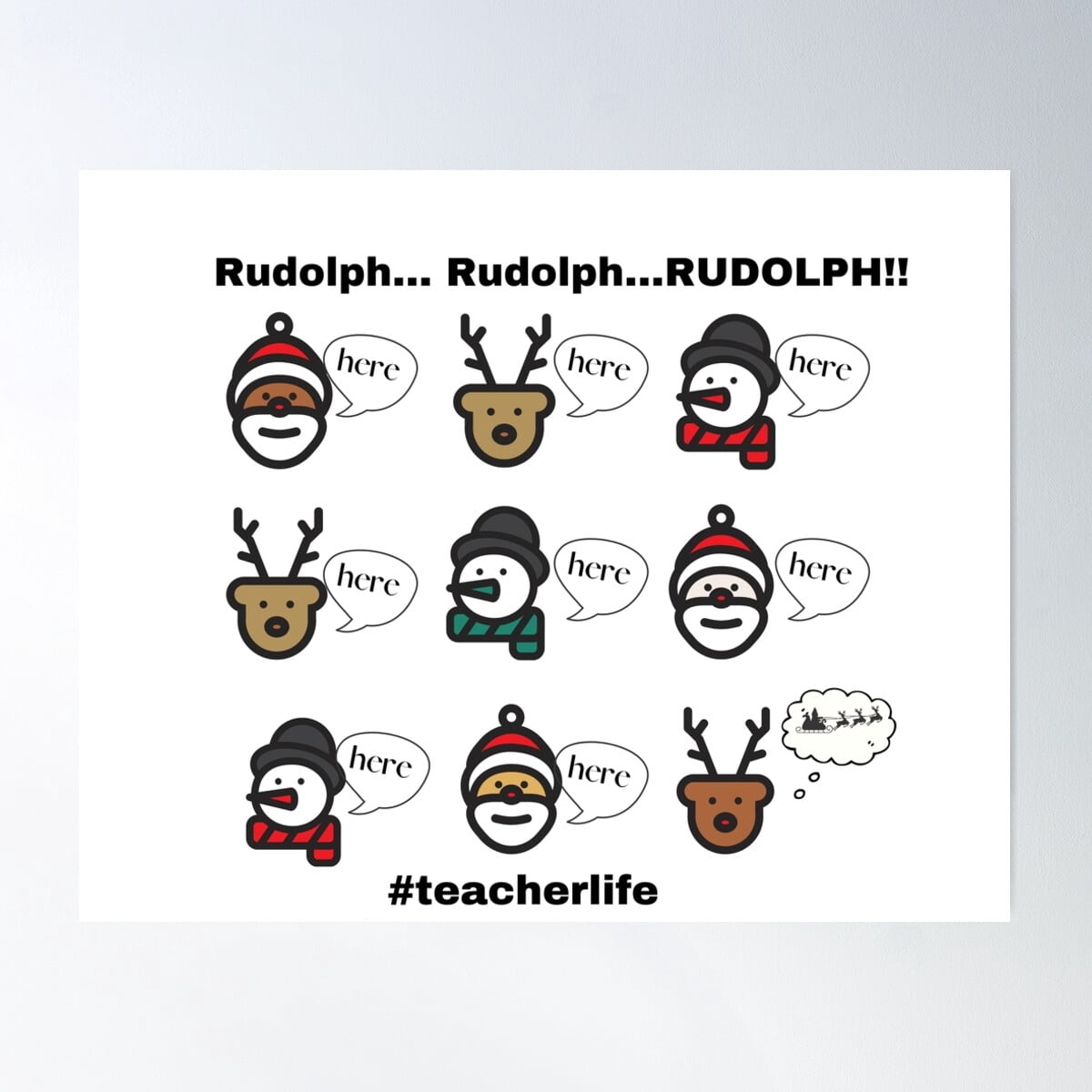 Rudolph Attendance Poster Wall Art, Modern Wall Decor For Living Room ...