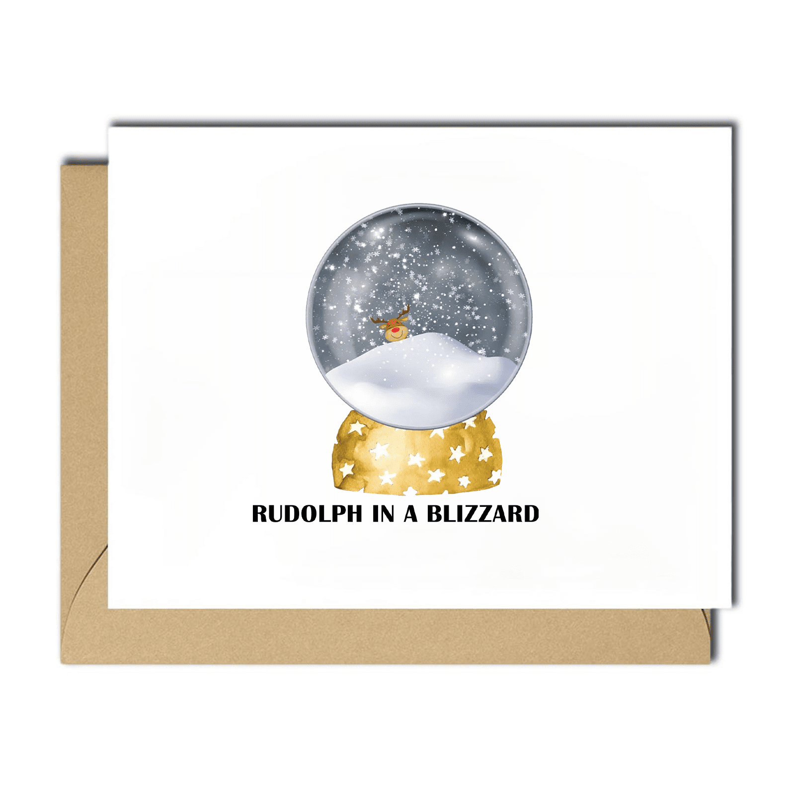 Rudolph in a Blizzard Christmas Card – Winter Wonderland Scene with ...