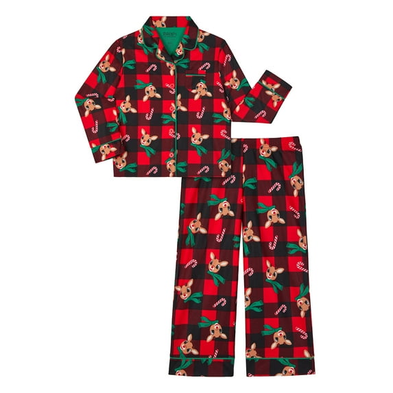 Rudolph Girls Notch Collar Top and Sleep Pants Pajama Set, 2-Piece ...