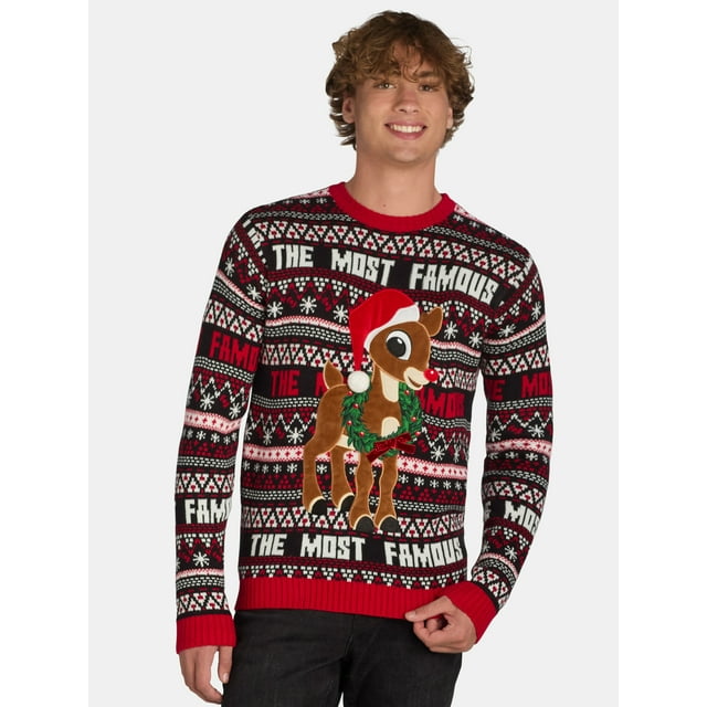 Rudolph Men's and Big Men’s the Most Famous Reindeer Ugly Christmas ...