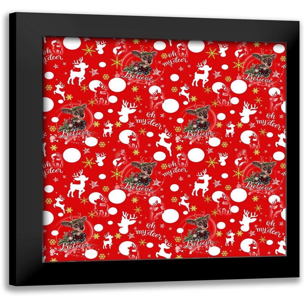 Rudolph Pattern - Oh My Deer 20x20 Black Modern Framed Museum Art Print ...