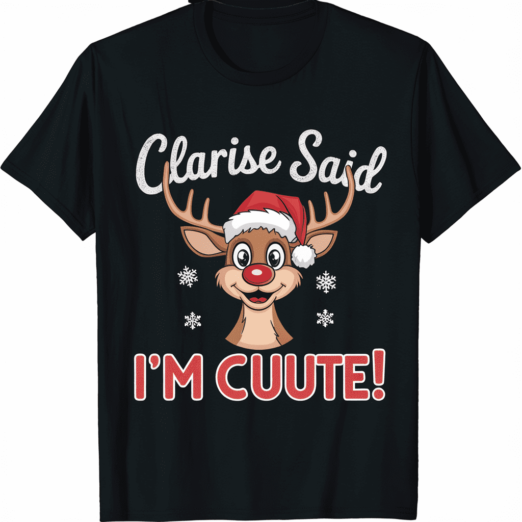 Rudolph Red Nose Reindeer Clarisse Said I'm Cute! Kids T-Shirt Black ...
