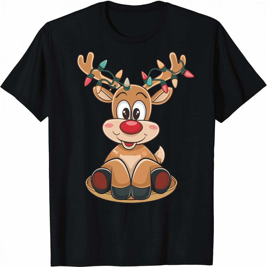 Rudolph Red Nose Reindeer Cute Christmas T-Shirt - Walmart.com