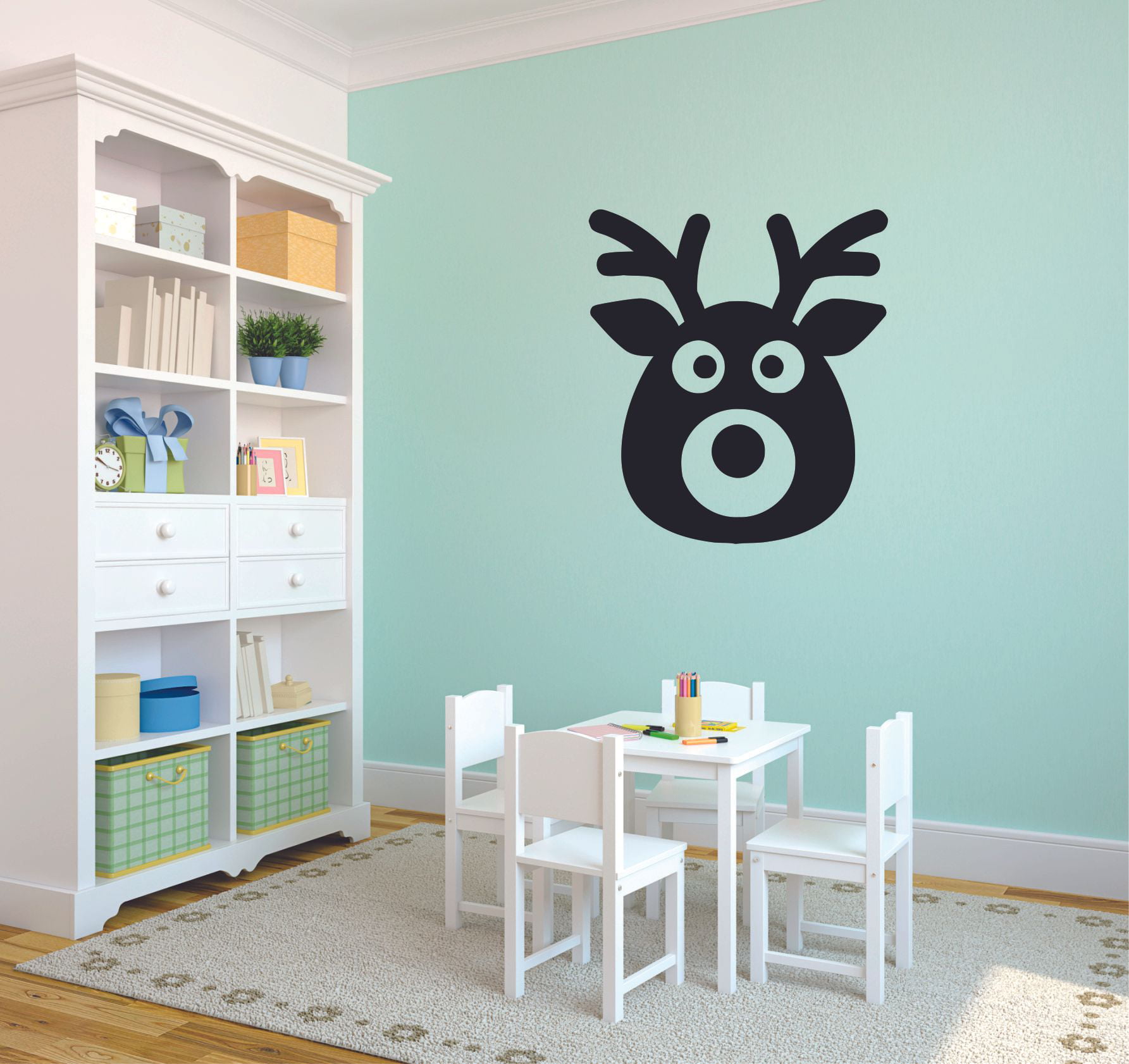 Rudolph the Red Nosed Reindeer Christmas Santa Cartoon Wall Sticker Art ...