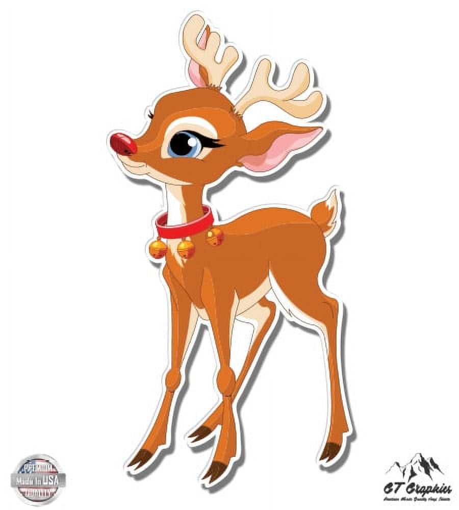Rudolph Rednose Raindeer Cute Christmas - 8" Vinyl Sticker - For Car ...