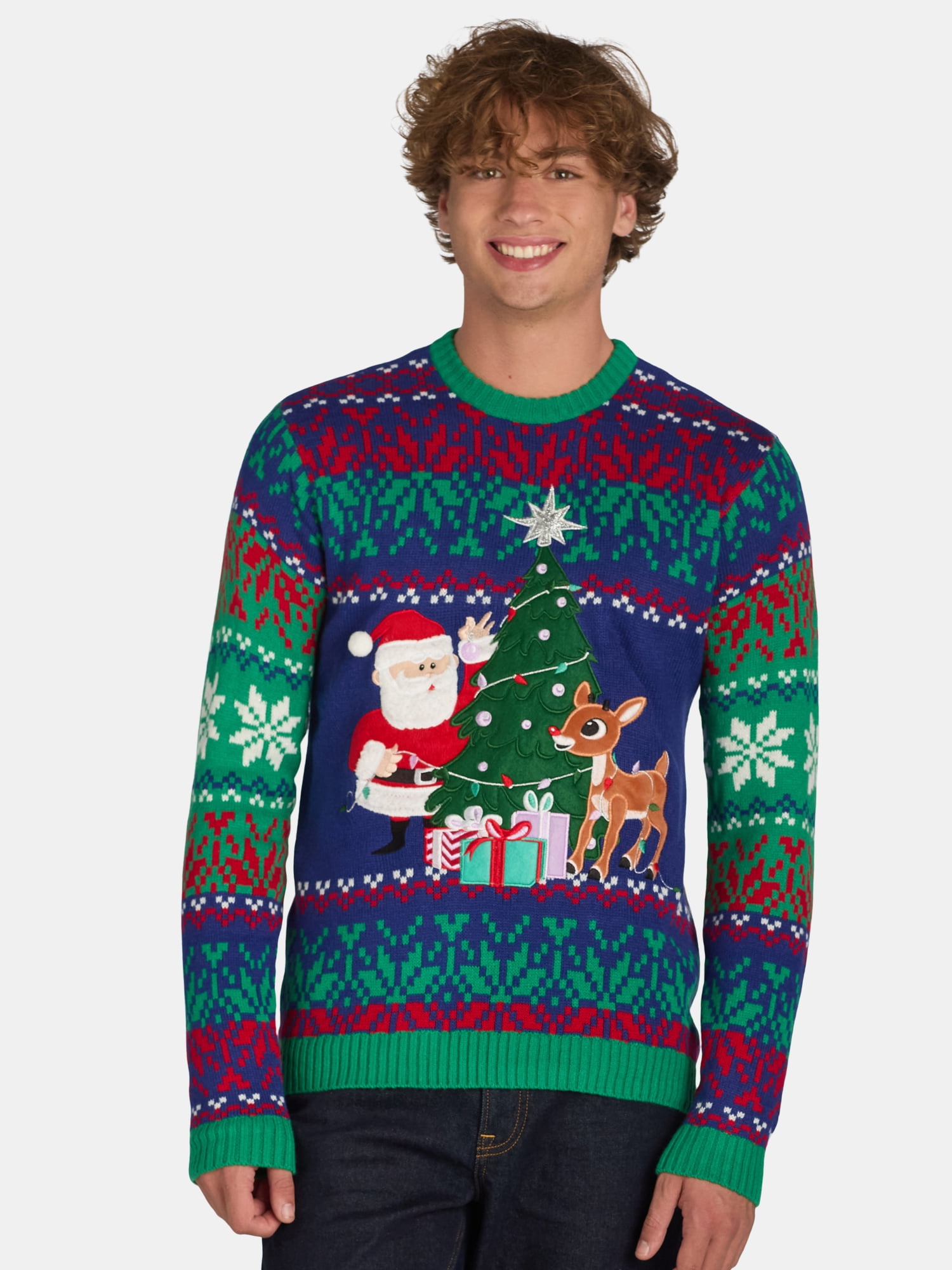 Rudolph & Santa Men's and Big Men’s Under the Tree Ugly Christmas ...