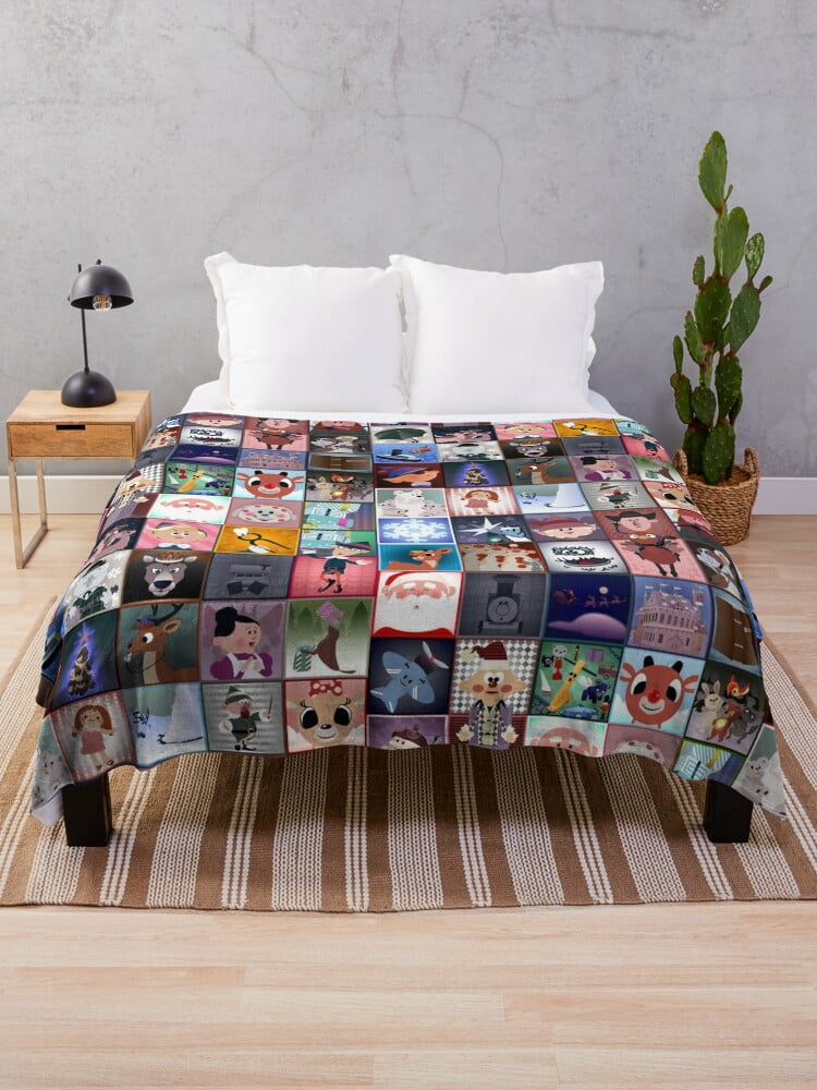 Rudolph Squares Throw Blanket Cozy and Warm Throw Blanket for Couch ...