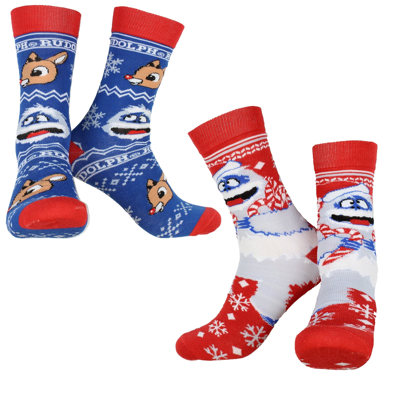 Rudolph The Red-Nosed Reindeer Christmas Crew Socks 2 Pack for Santa ...