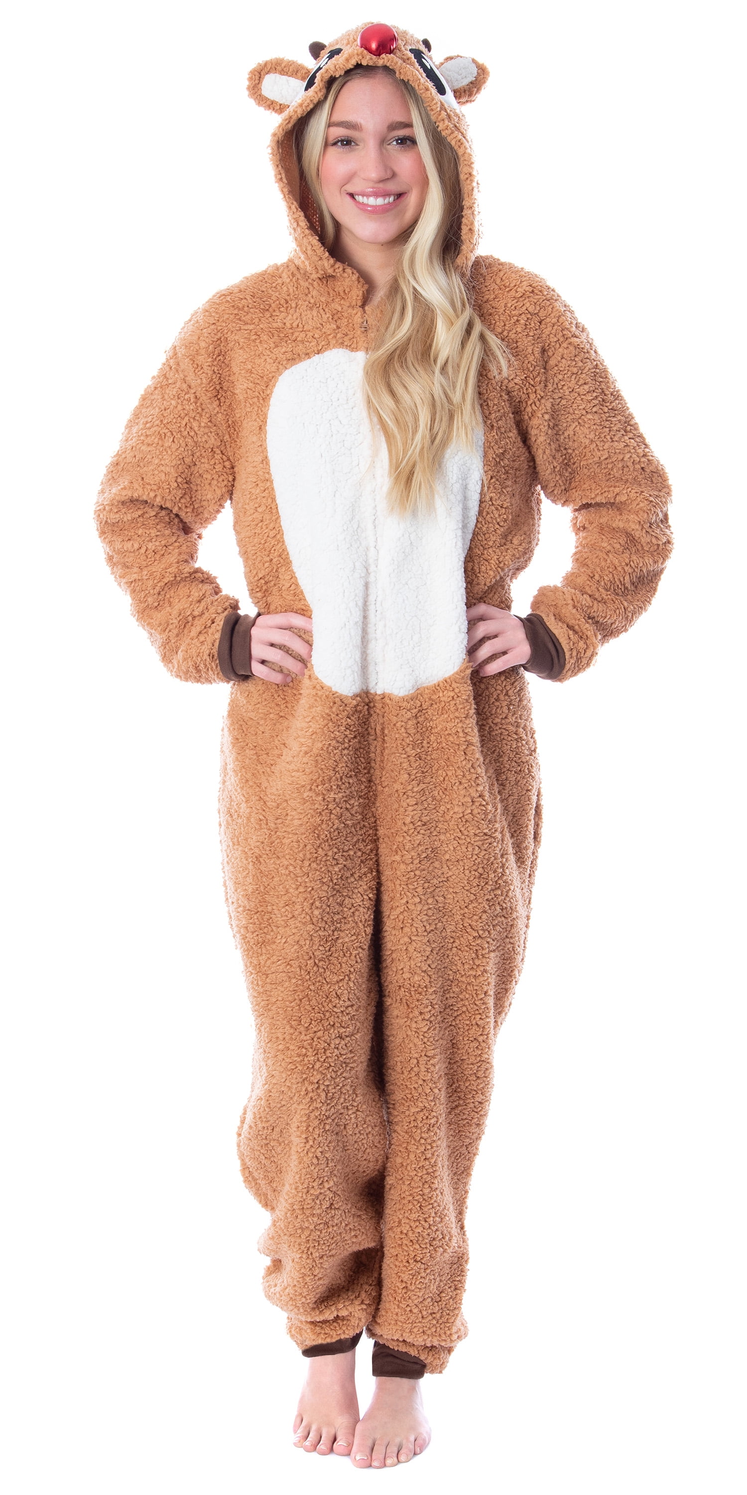 Rudolph The Red-Nosed Reindeer Adult Faux Shearling Union Suit Pajama ...