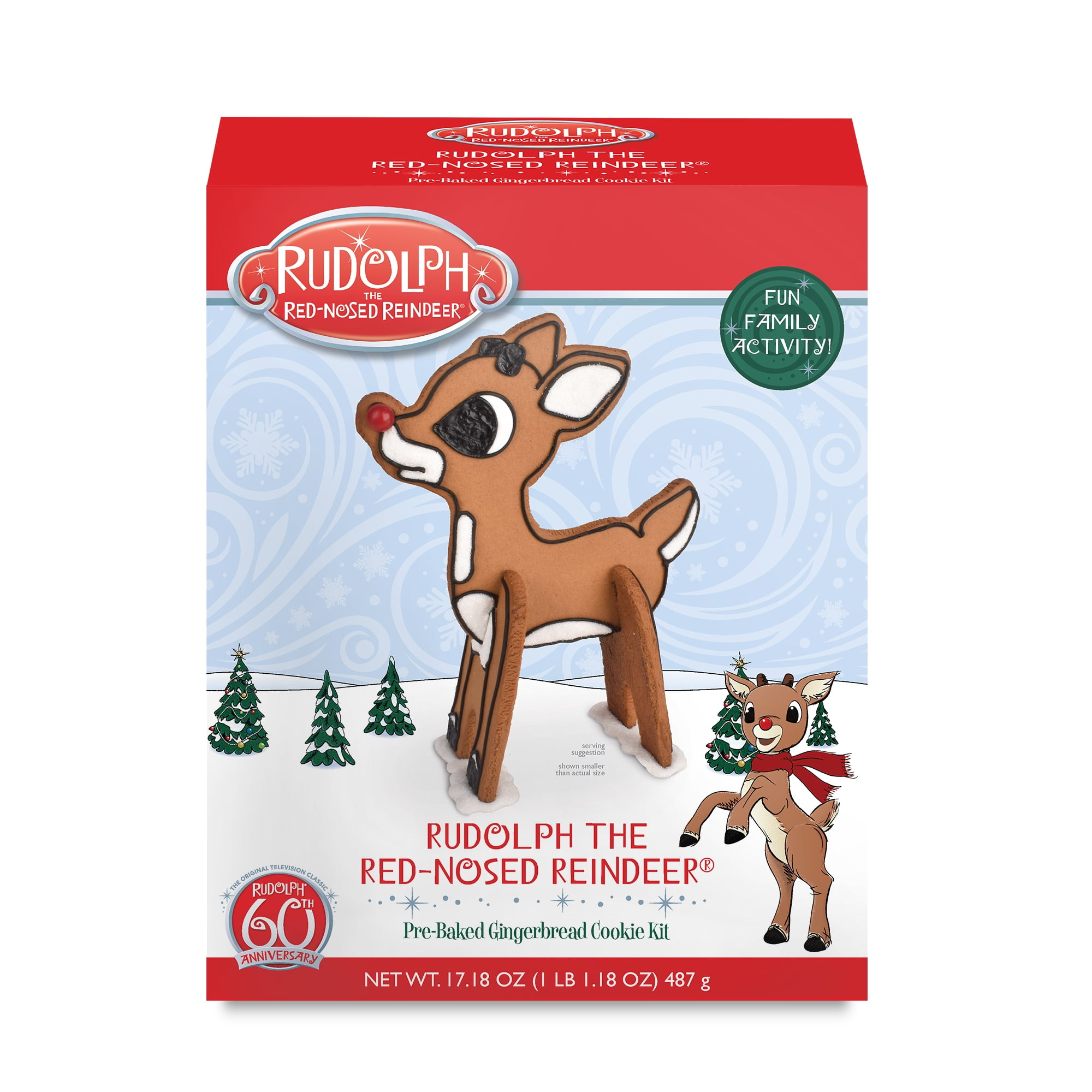 Rudolph The Red-Nosed Reindeer Pre-Baked Gingerbread Cookie Kit ...