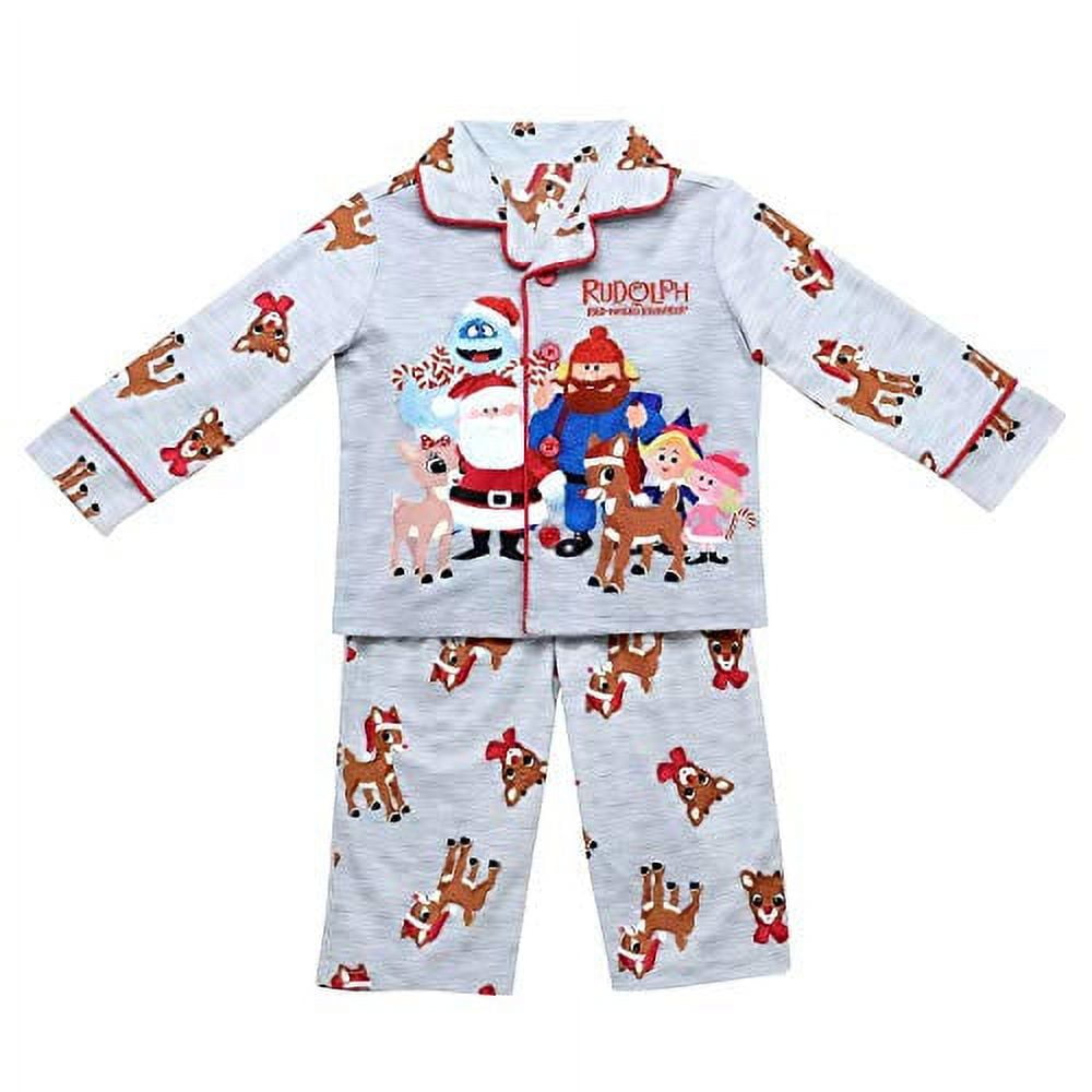Infant & Toddler Boys Gray Flannel Christmas Rudolph Pajamas Sleep Set ...