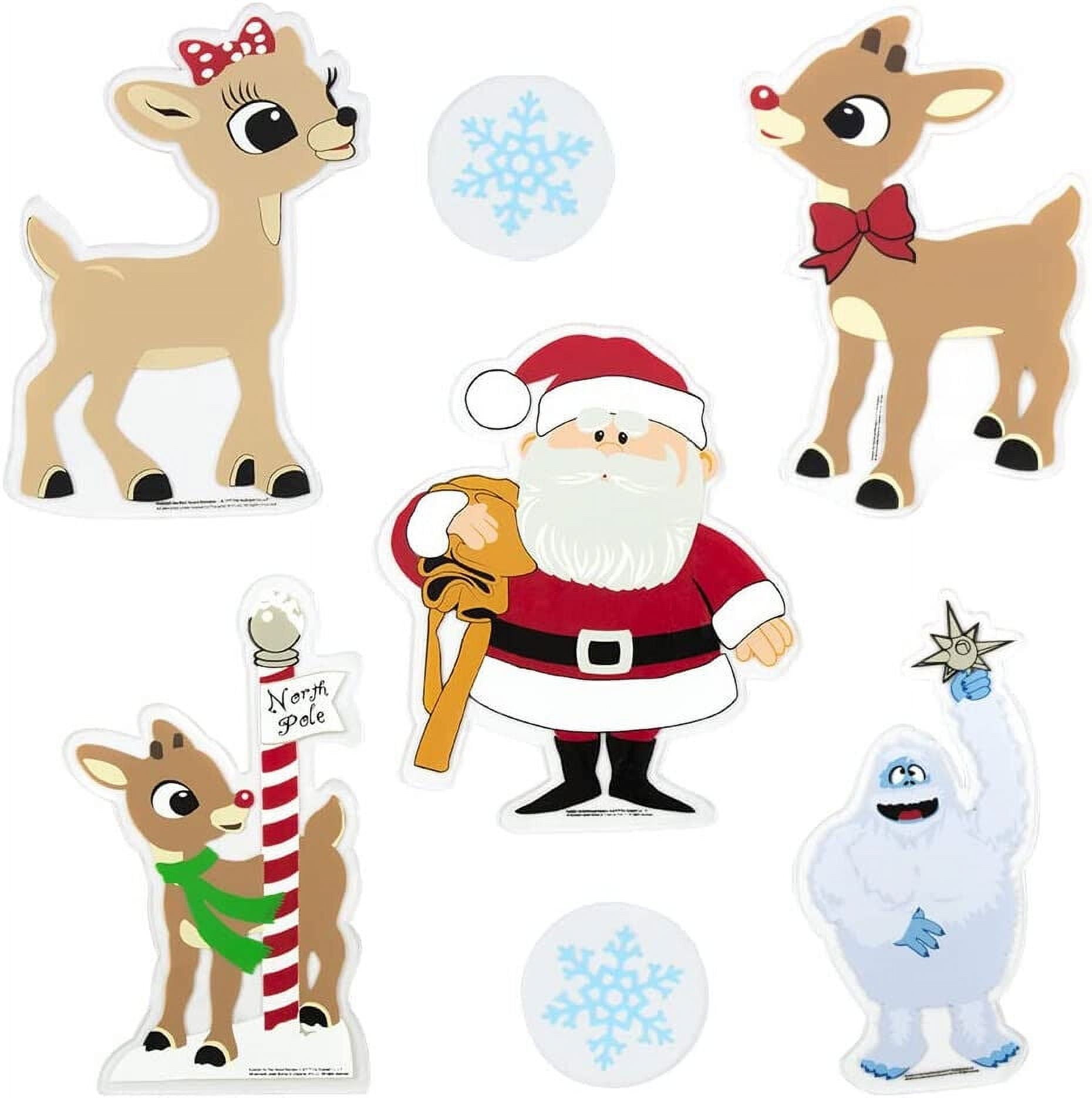 Rudolph The Red Nosed Reindeer Window Clings Jelz Christmas 8 Pc ...