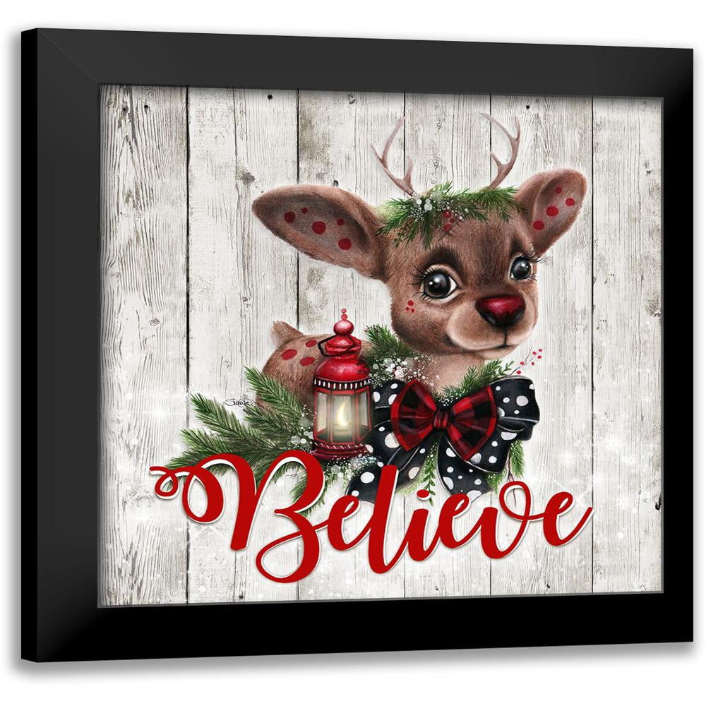Rudolph - Wood Background 20x20 Black Modern Framed Museum Art Print ...