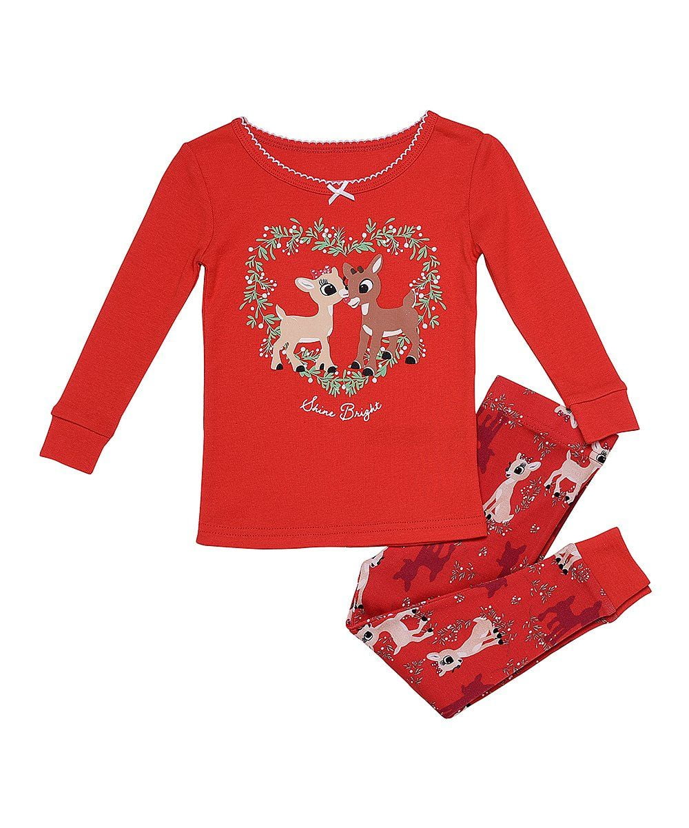 Rudolph and Clarice Toddler Girl's Holiday Christmas Cotton Pajama Set ...