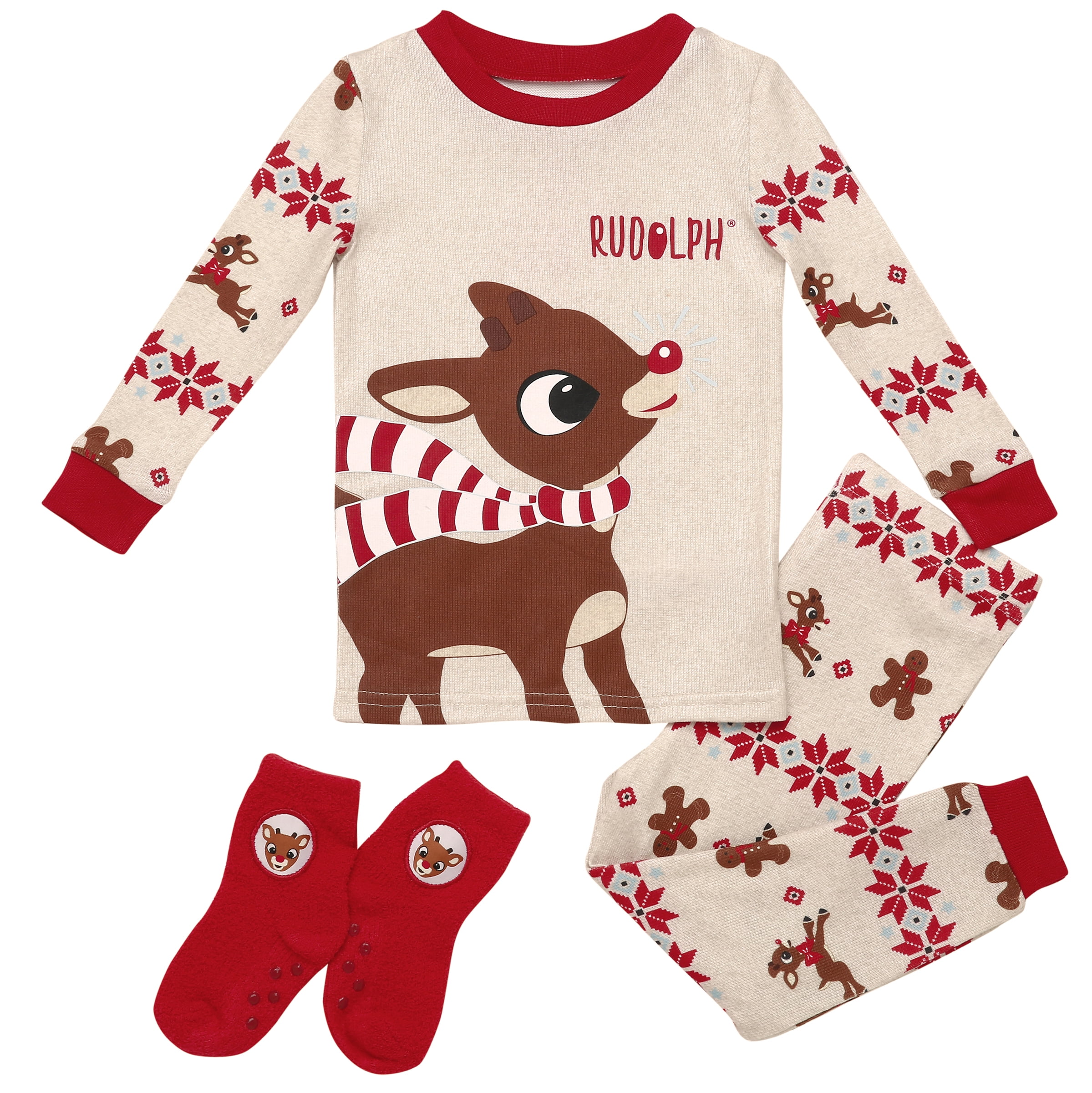 Rudolph the Red Nosed Reindeer 3 Piece Snug Fit Pajamas Set for Boys ...