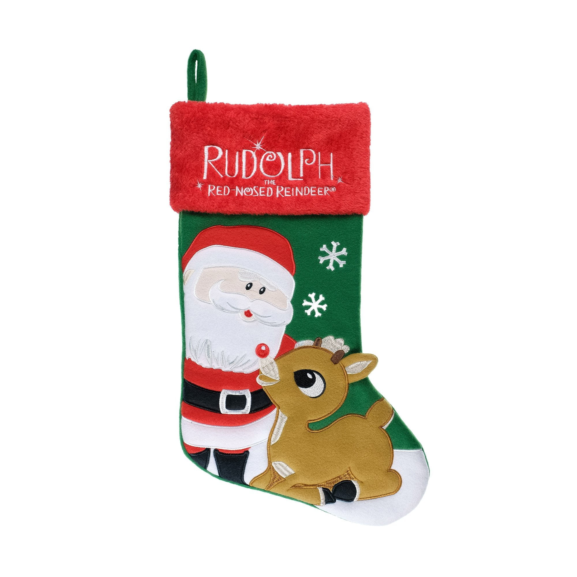 Rudolph the Red Nosed Reindeer Applique Holiday Stocking 20" - Walmart.com