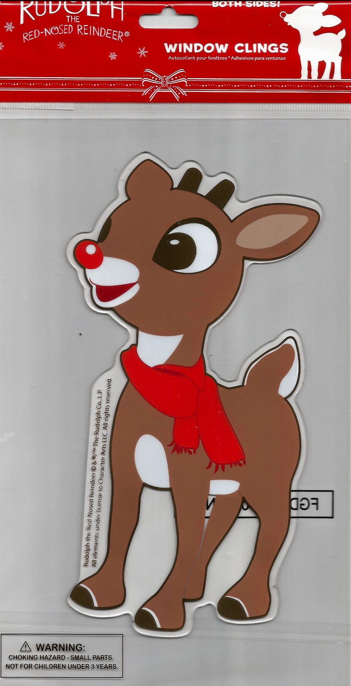 ProductWorks Rudolph the Red Nosed Reindeer Christmas Jelz Gel Window ...