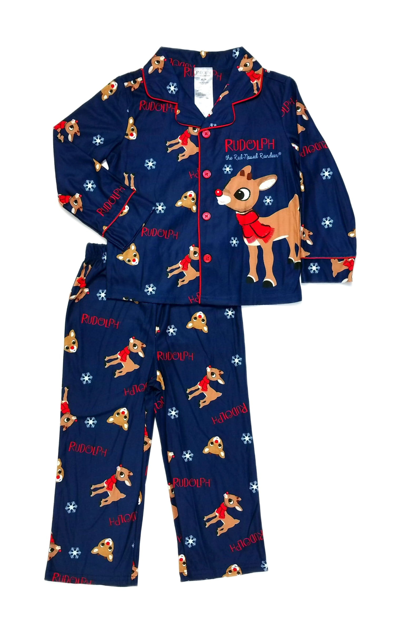 Rudolph the Red Nosed Reindeer Toddler Boy's Navy Flannel Pajama Coat ...