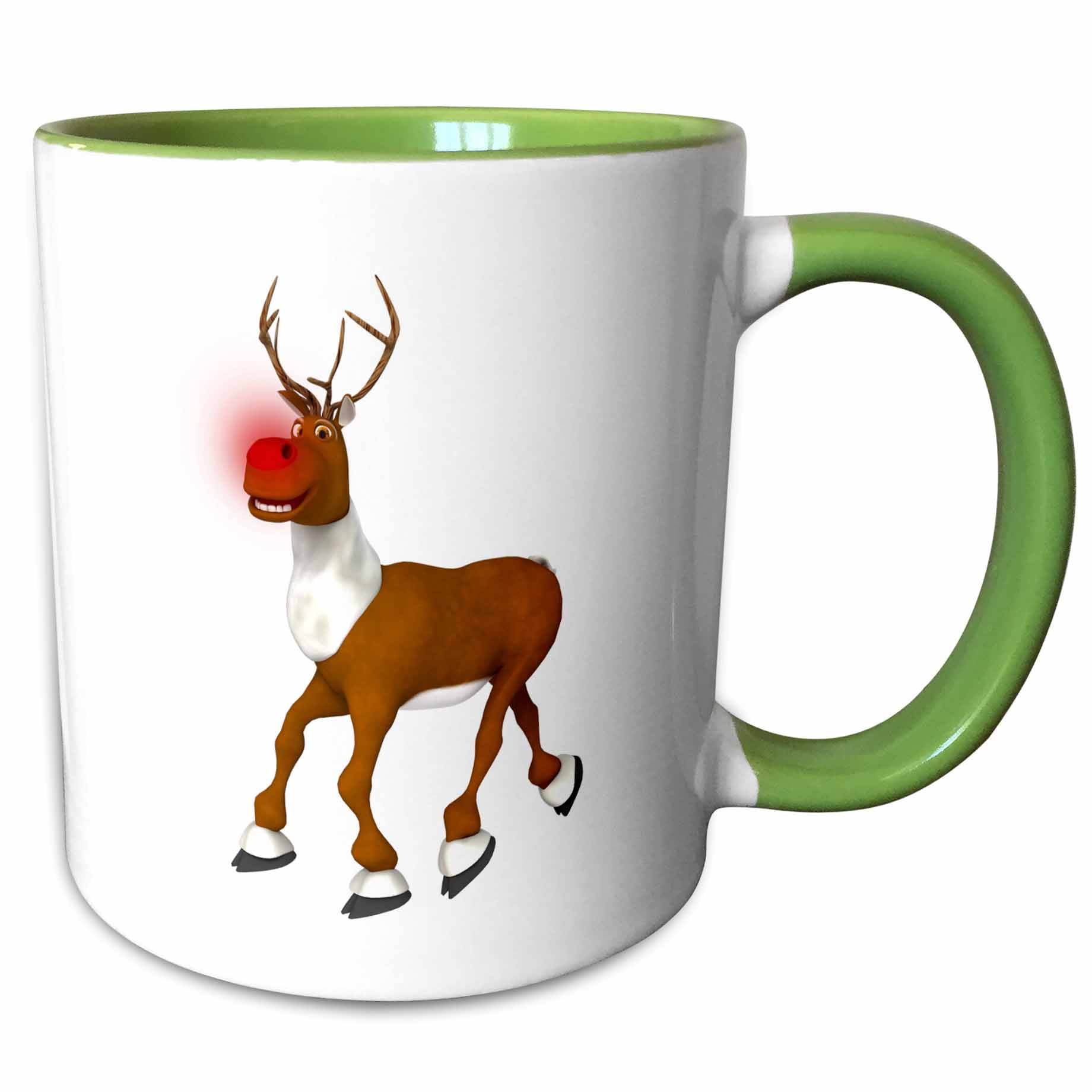 Rudolph the red nosed reindeer cartoon 11oz Two-Tone Green Mug mug ...