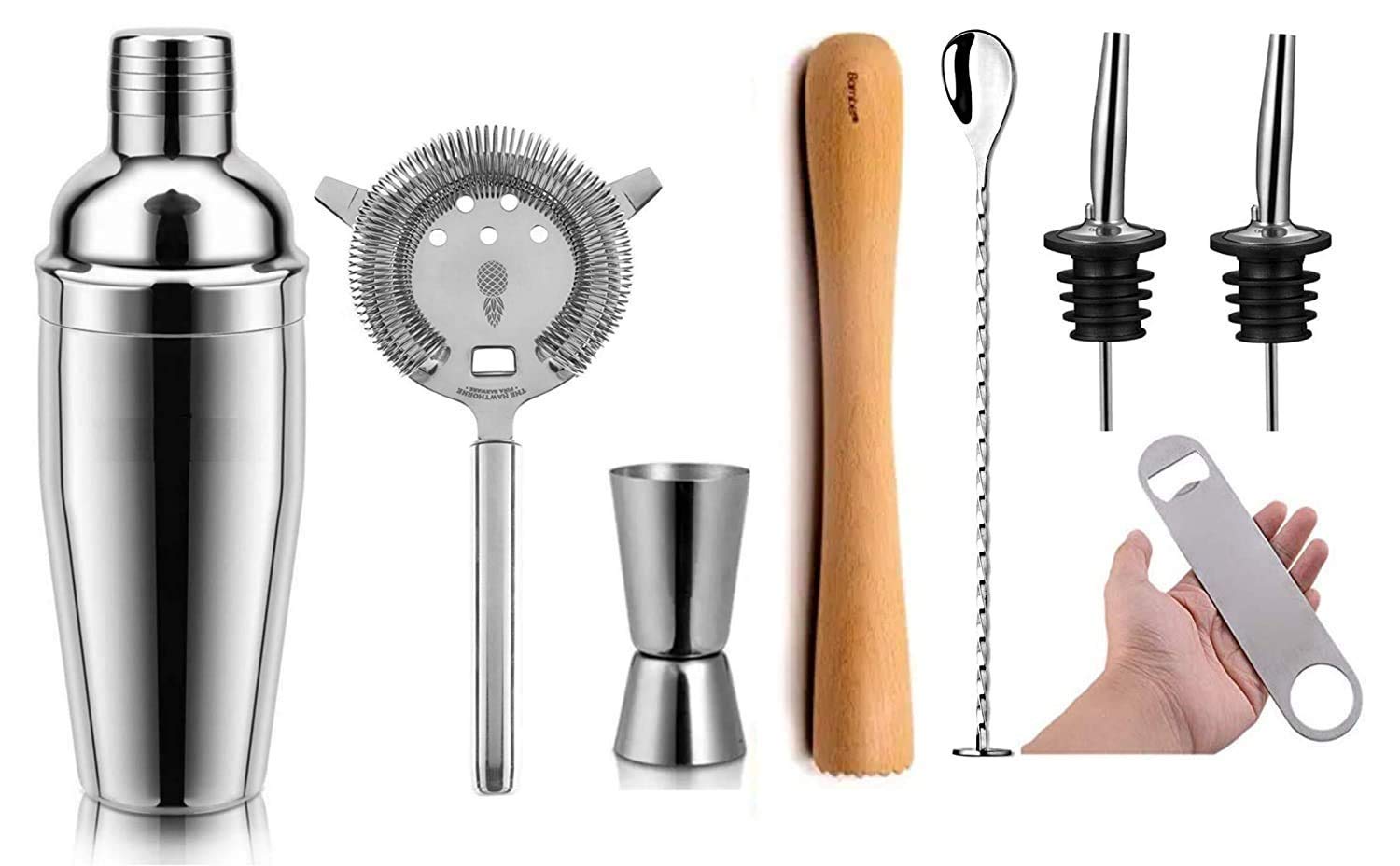 Rudra Exports Cocktail Shaker Set Bar Set Bartenders Tools Muddler ...