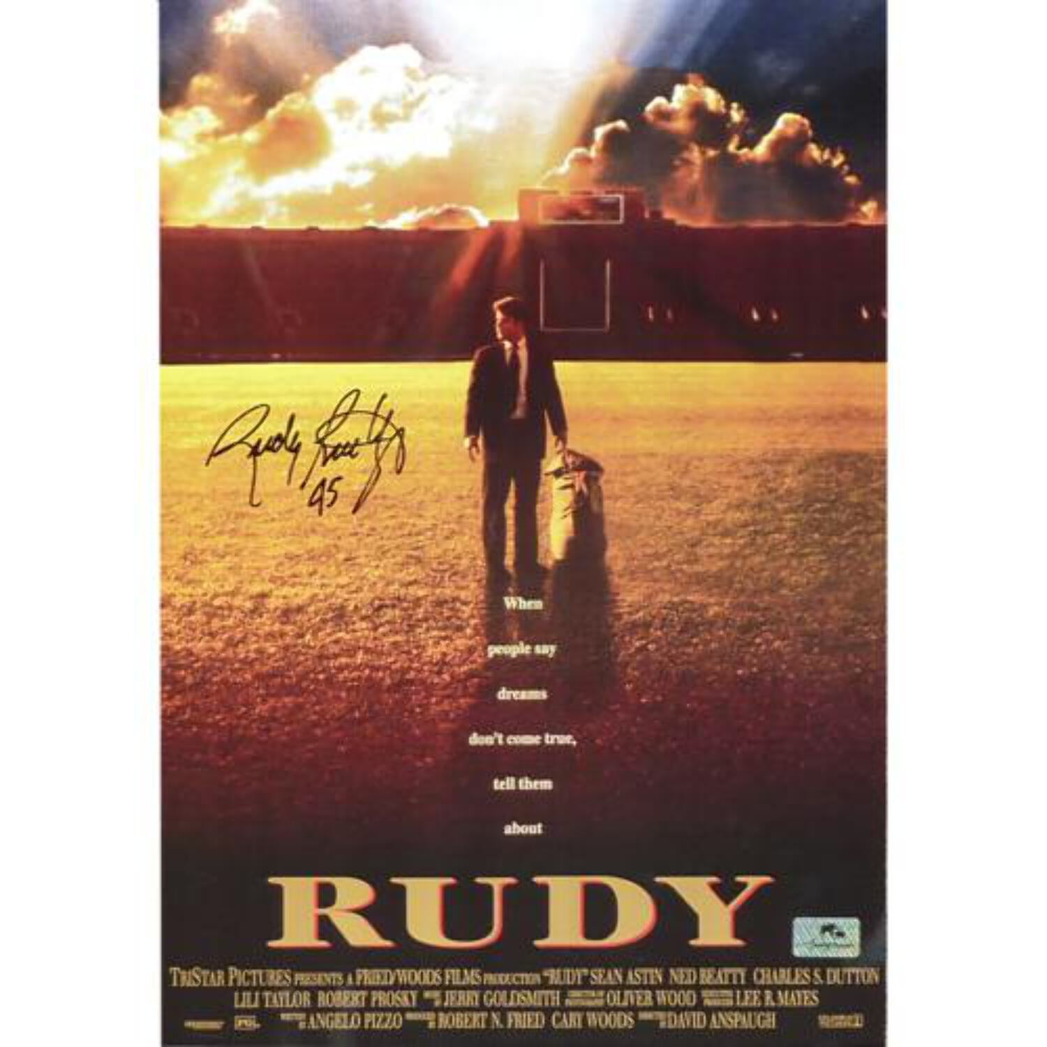 Rudy Ruettiger Autographed Rudy (Notre Dame Movie) 11"x17" Mini Movie ...