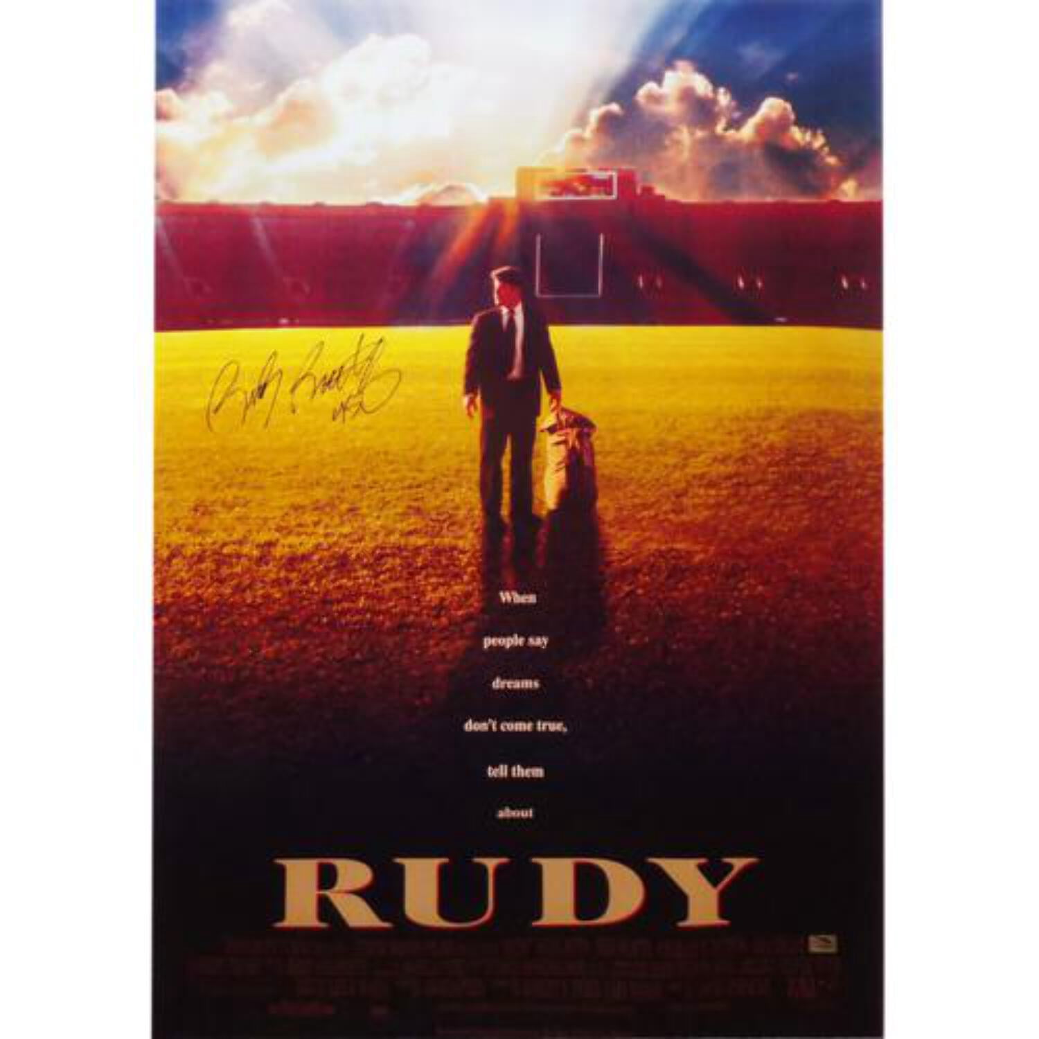 Rudy Ruettiger Autographed Rudy (Notre Dame Movie) 27"x40" Movie Poster ...