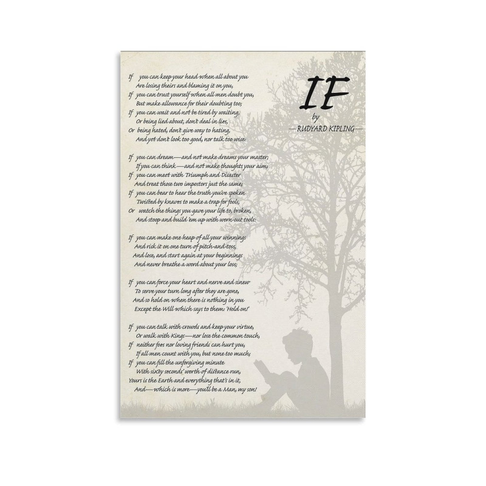 IF Rudyard Kipling Motivational Inspirational Kids Canvas Wall Art ...