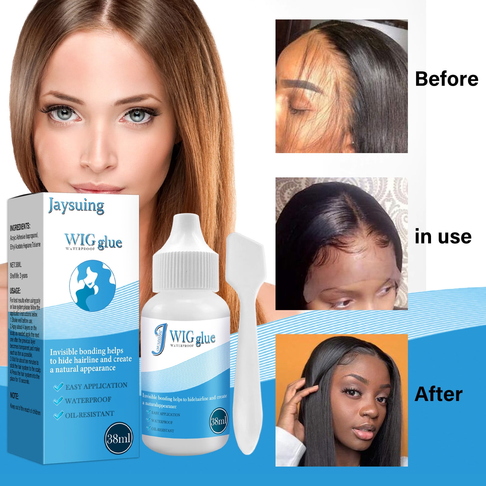 Ruefapy Hair Replacement Adhesive Invisible Wig Bonding Glue: Water ...
