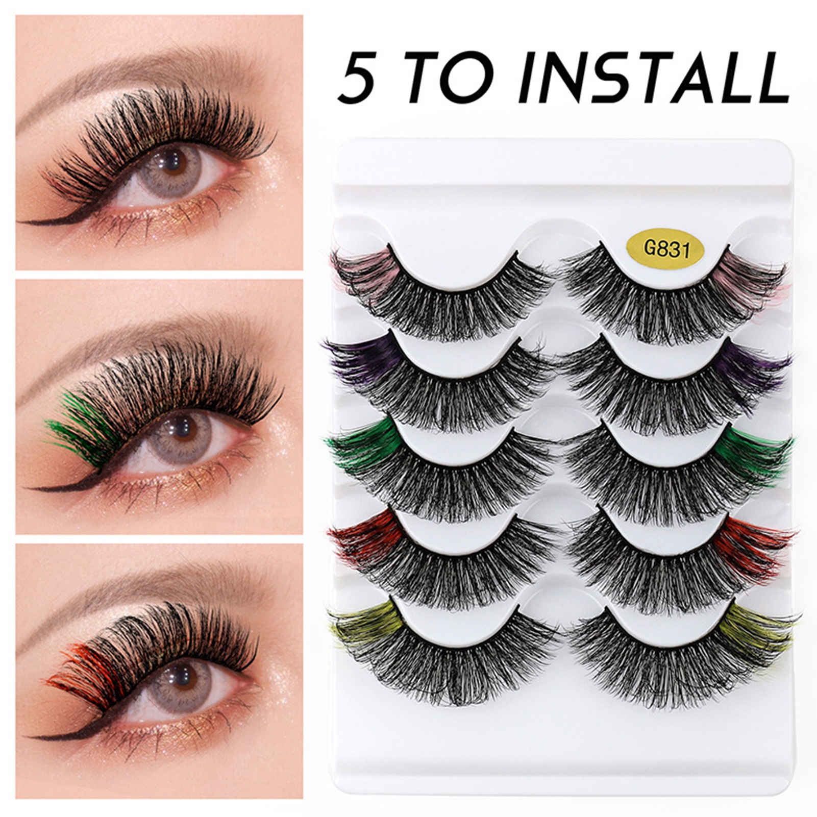 Ruestay Colorful Lash Clusters, 5 Pairs Self Adhesive False Eyelashes ...