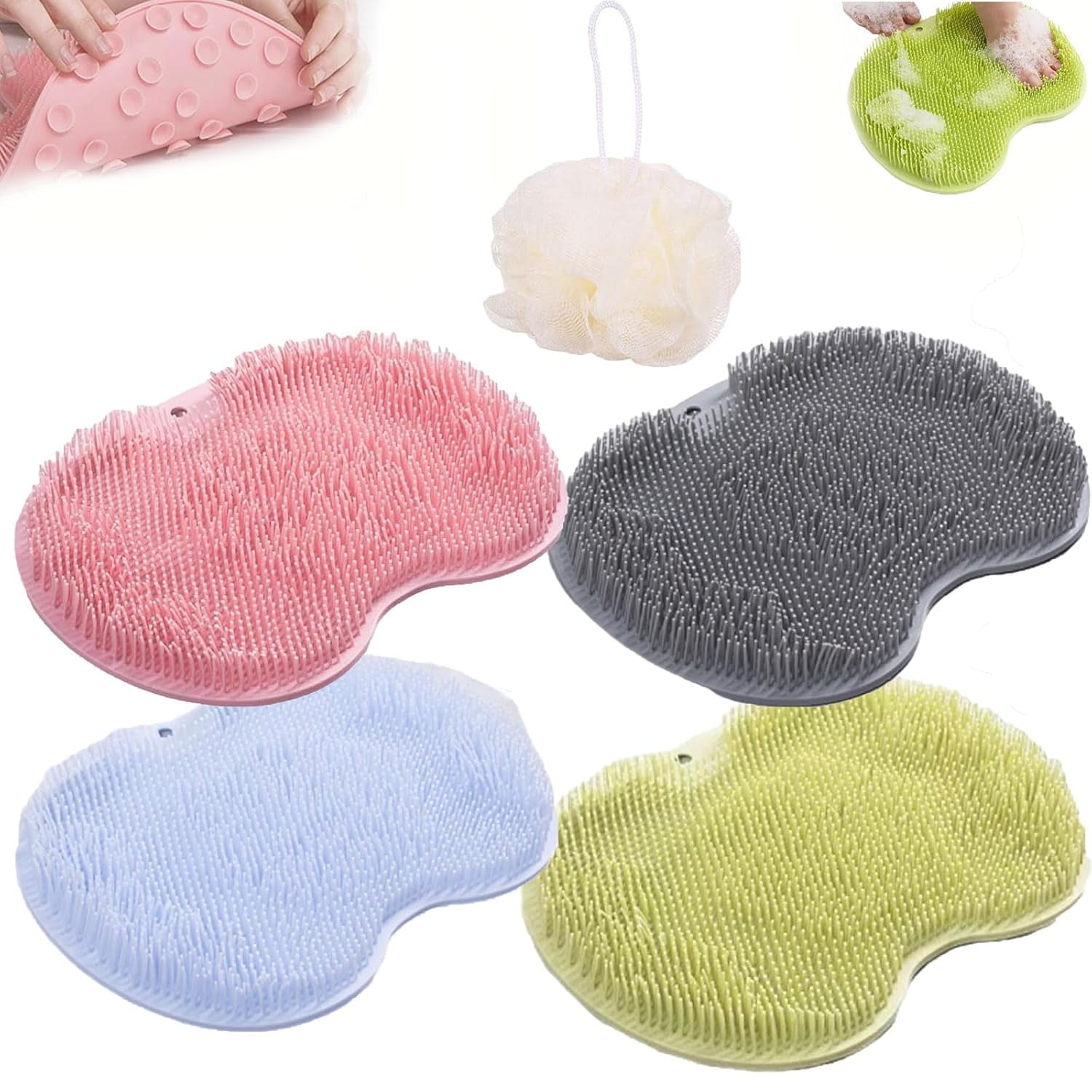Rufenpurify Silicone Shower Foot Scrubber Mat – Hands-Free Silicone ...