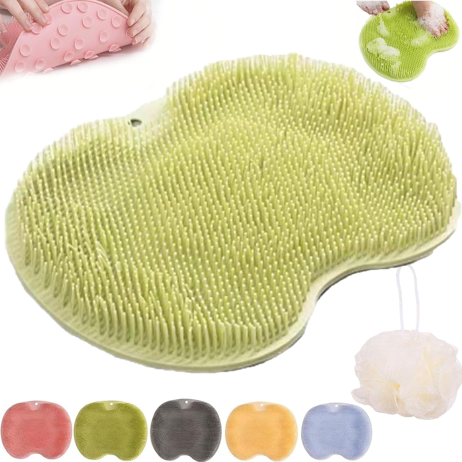 Rufenpurify Silicone Shower Foot Scrubber Mat, Silicone Foot Scrubber ...
