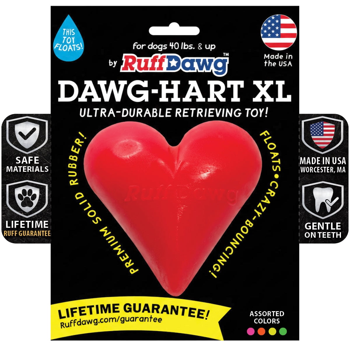 Ruff Dawg Dawg-Hart (Heart) XL 4” – 1 PC - Colors Vary - Heavy-Duty ...