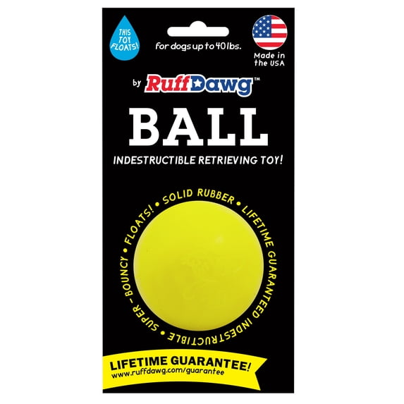 Ruff Dawg Indestructible Retrieving Ball Dog Toy, Neon Colors, Super ...