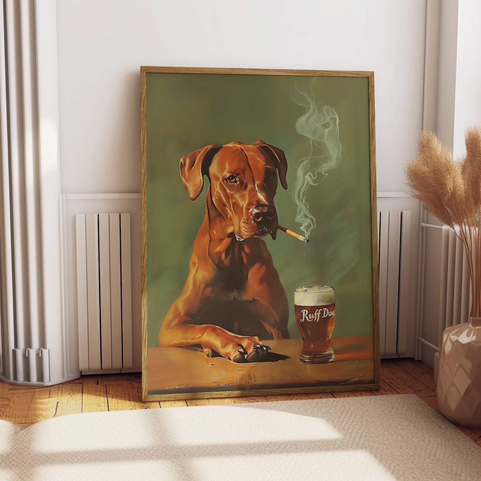 Ruff Day Funny Dog Print Vintage Beverage Poster Bar Wall Decor Retro ...