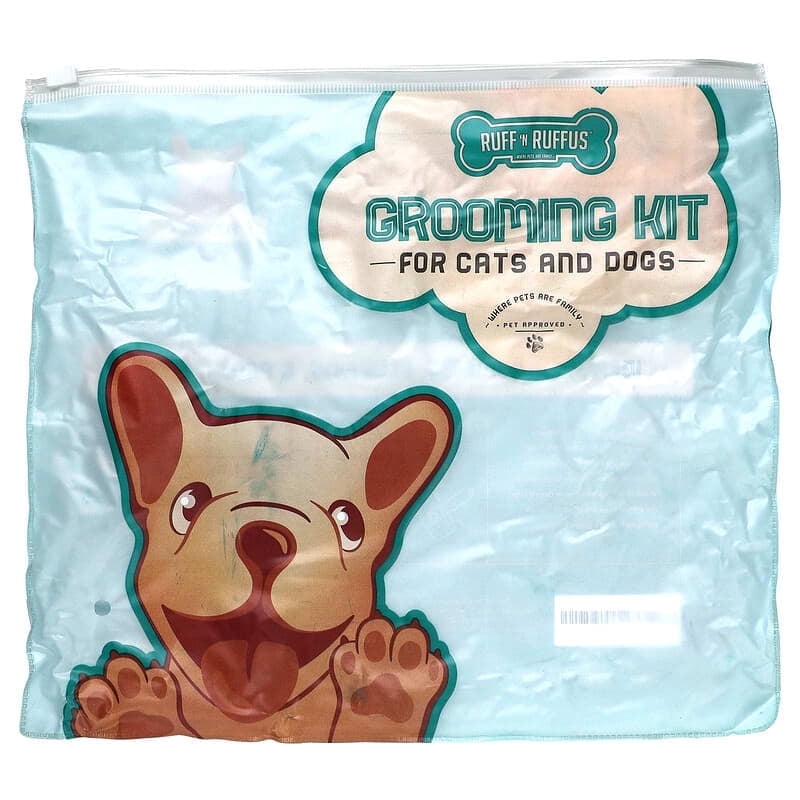 Ruff 'N Ruffus, Grooming Kit for Cats and Dogs, Aqua, 1 Brush, 1 ...