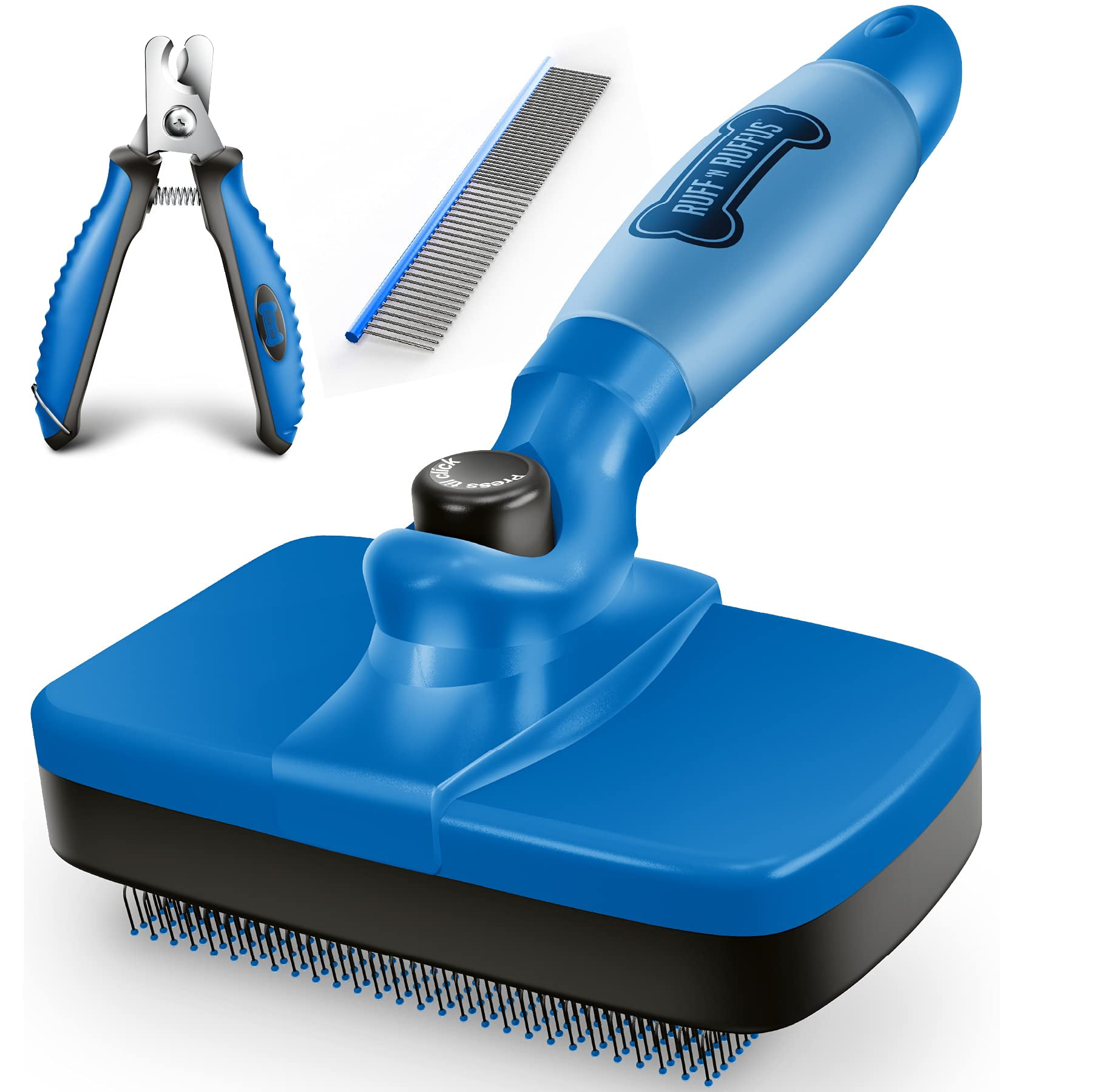 Ruff 'N Ruffus Self-Cleaning Slicker Brush With NO- Bristles Upgraded ...