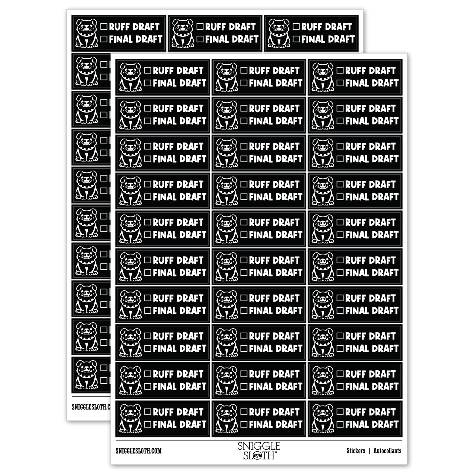 Ruff Rough Draft Final Checklist Teacher Student School Sticker Set - Black - Gloss Finish - 1. ...