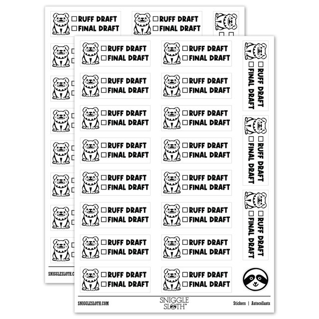 Ruff Rough Draft Final Checklist Teacher Student School Sticker Set ...