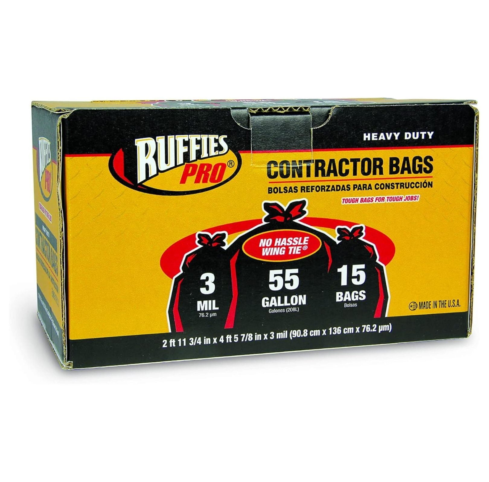 Ruffies Pro 1124883 55 Gallon Heavy Duty Contractor Bags 15 Count ...