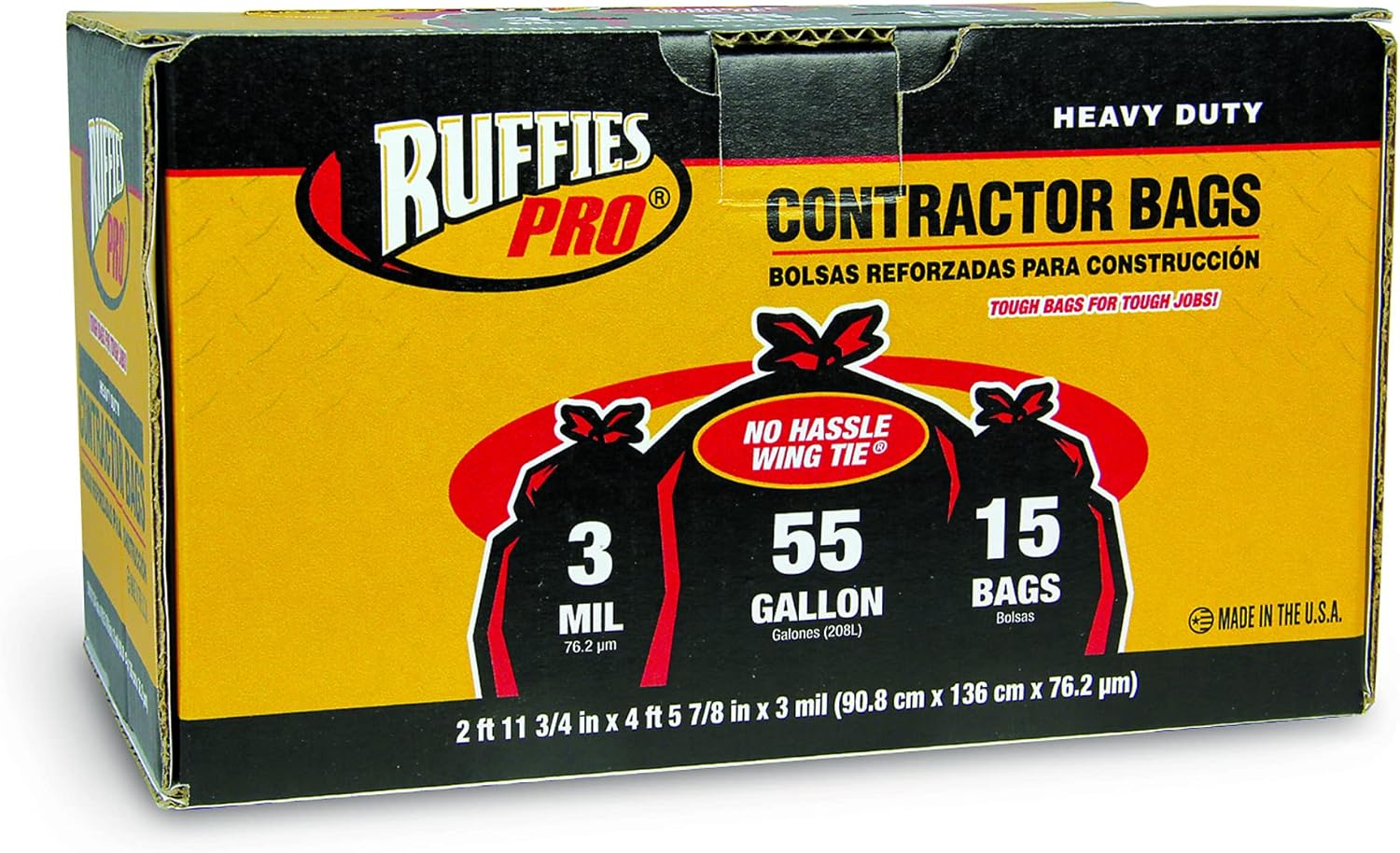 Ruffies Pro 1124883 55 Gallon Heavy Duty Contractor Bags 15 Count ...