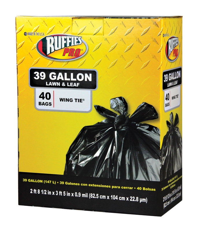 Ruffies Pro Wing Tie Lawn & Leaf Bags, 39 Gallon, 40 Count - Walmart ...