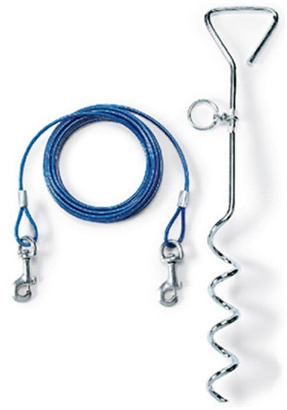 Ruffin'It 15 ft. Corkscrew Stake & Cable Tie Out for Dogs, Up to 70 lbs ...