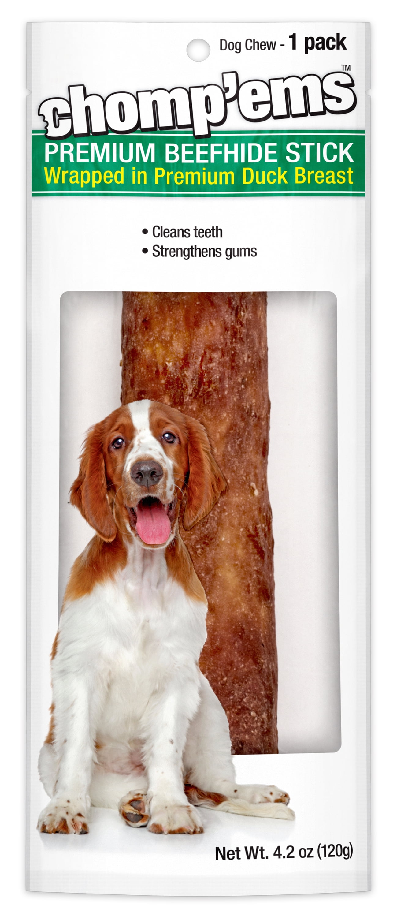 "Ruffin' It Chomp'ems 10"" Beefhide Stick W/Duck - Chewy Rawhide Dog ...