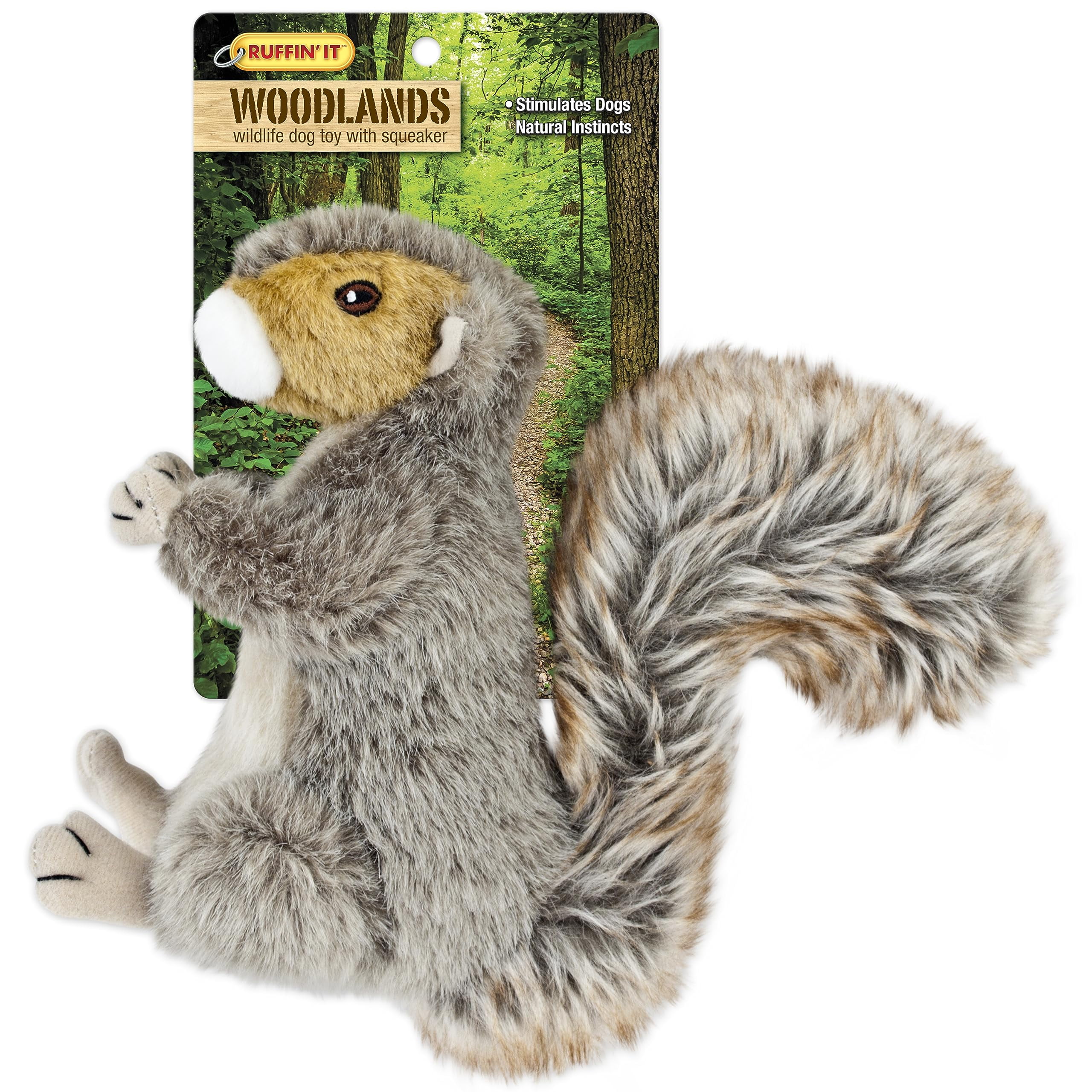 Ruffin' It Rhode Island Textile Woodlands Plush Dog Toy Squirrel Large ...