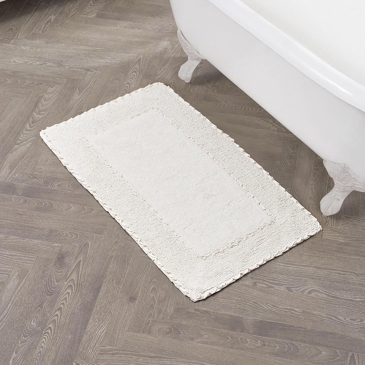 Ruffle Border Ivory 27"x 45" 100% Cotton Bath Rug - Walmart.com