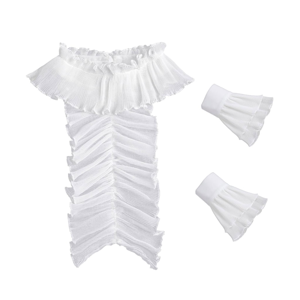 Ruffle Chiffon Jabot and Cuffs Set Costume Victorian Colonial Collar ...