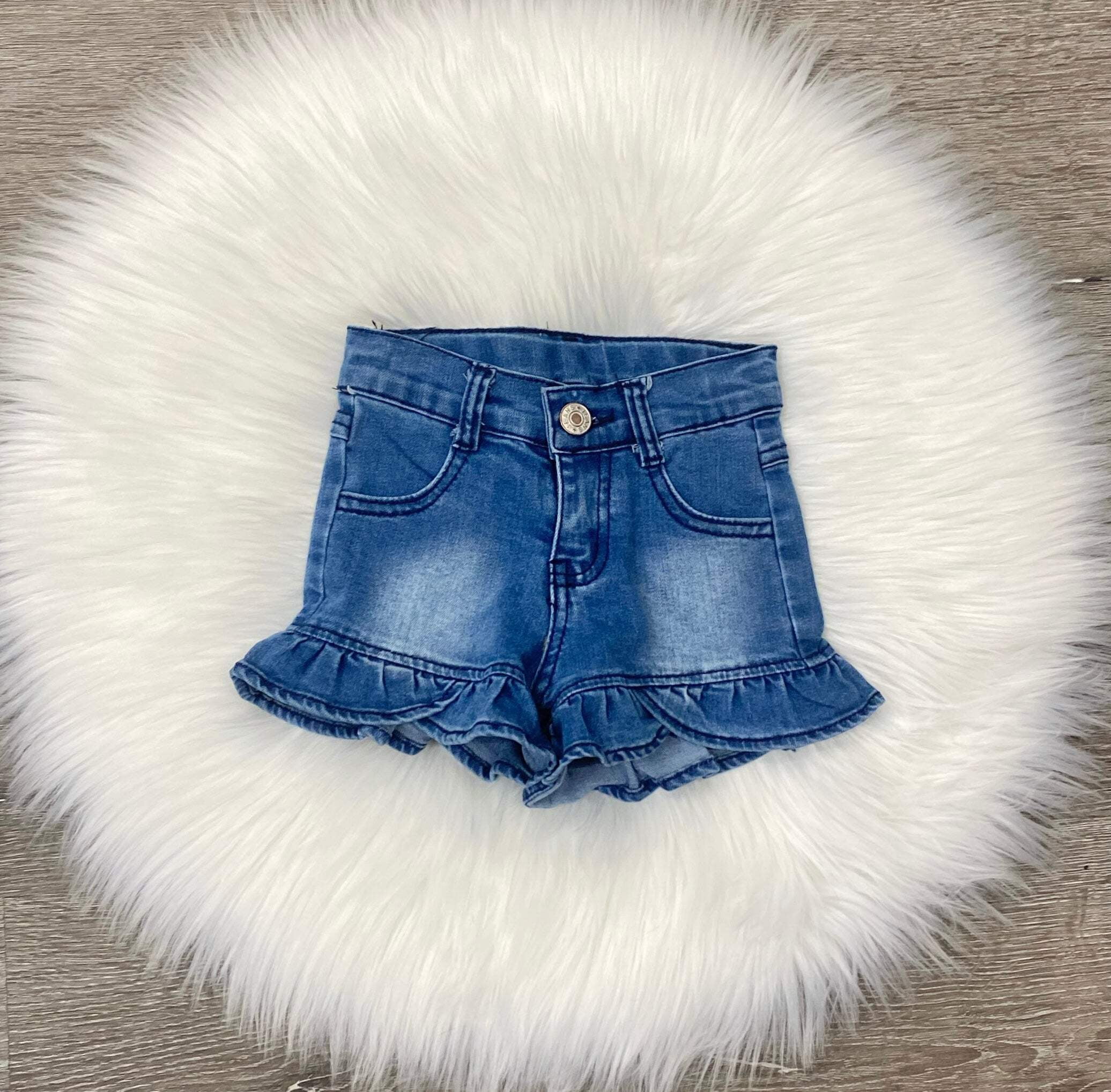 Ruffle Denim Shorts - Walmart.com